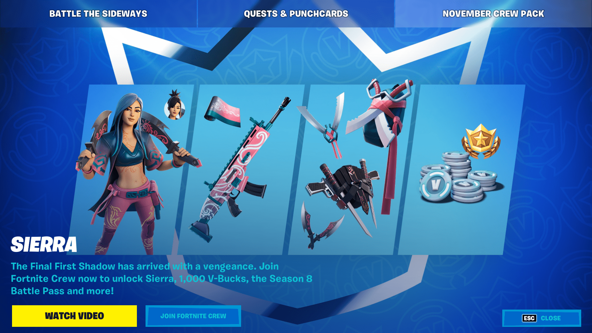 Fortnite November Crew Pack Introduces Sierra Skin