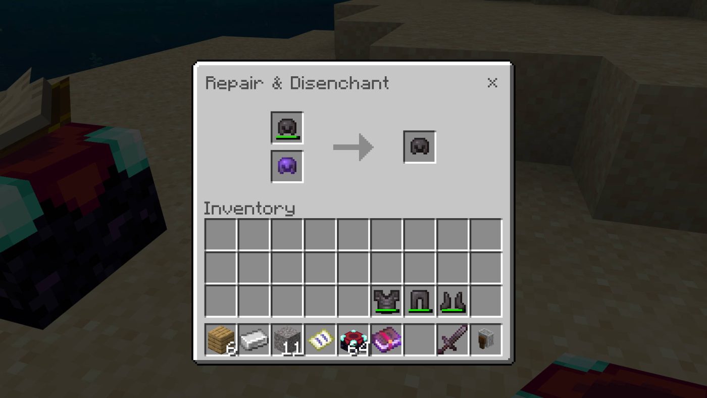 Minecraft: Remove Enchantments with a Grindstone
