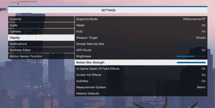 How to Toggle Motion Blur On or Off in Grand Theft Auto 5